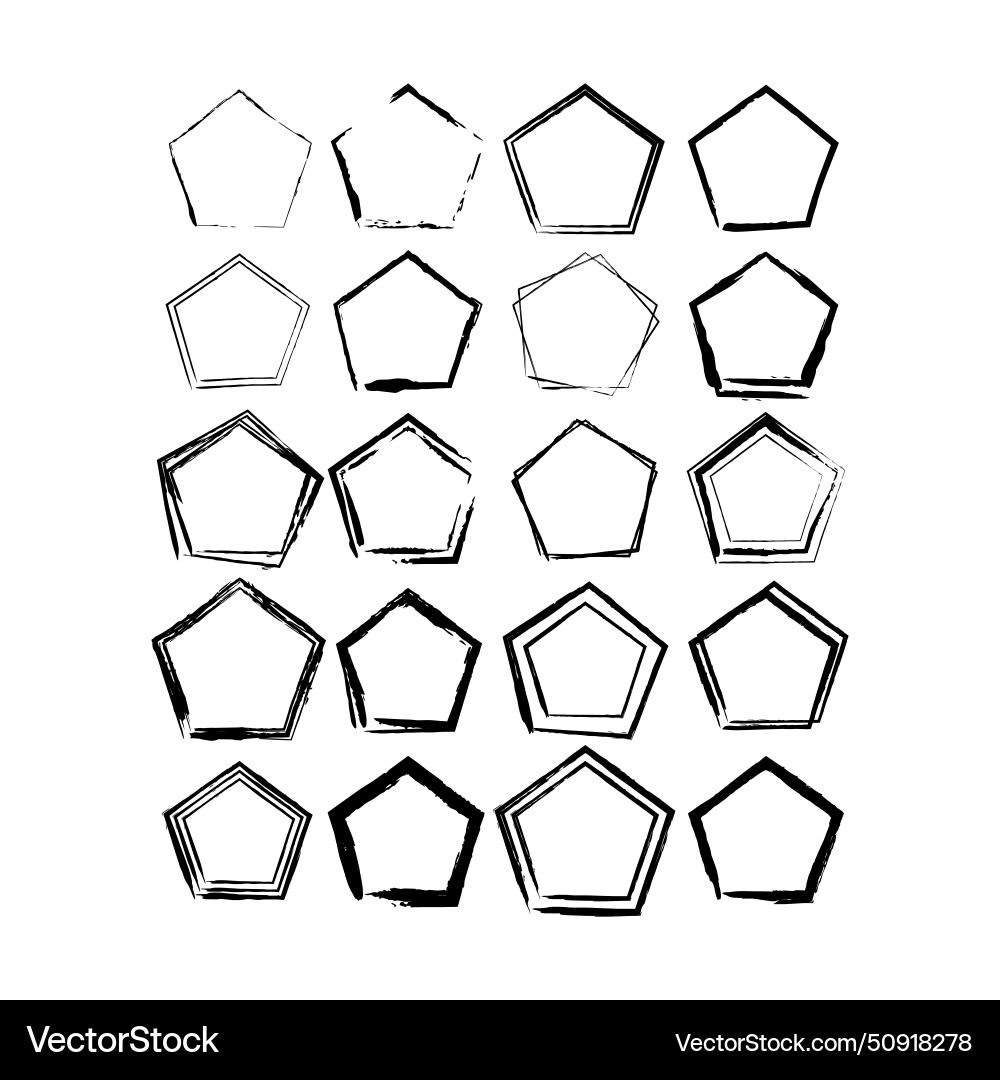 Pentagon grunge texture element frame border Vector Image