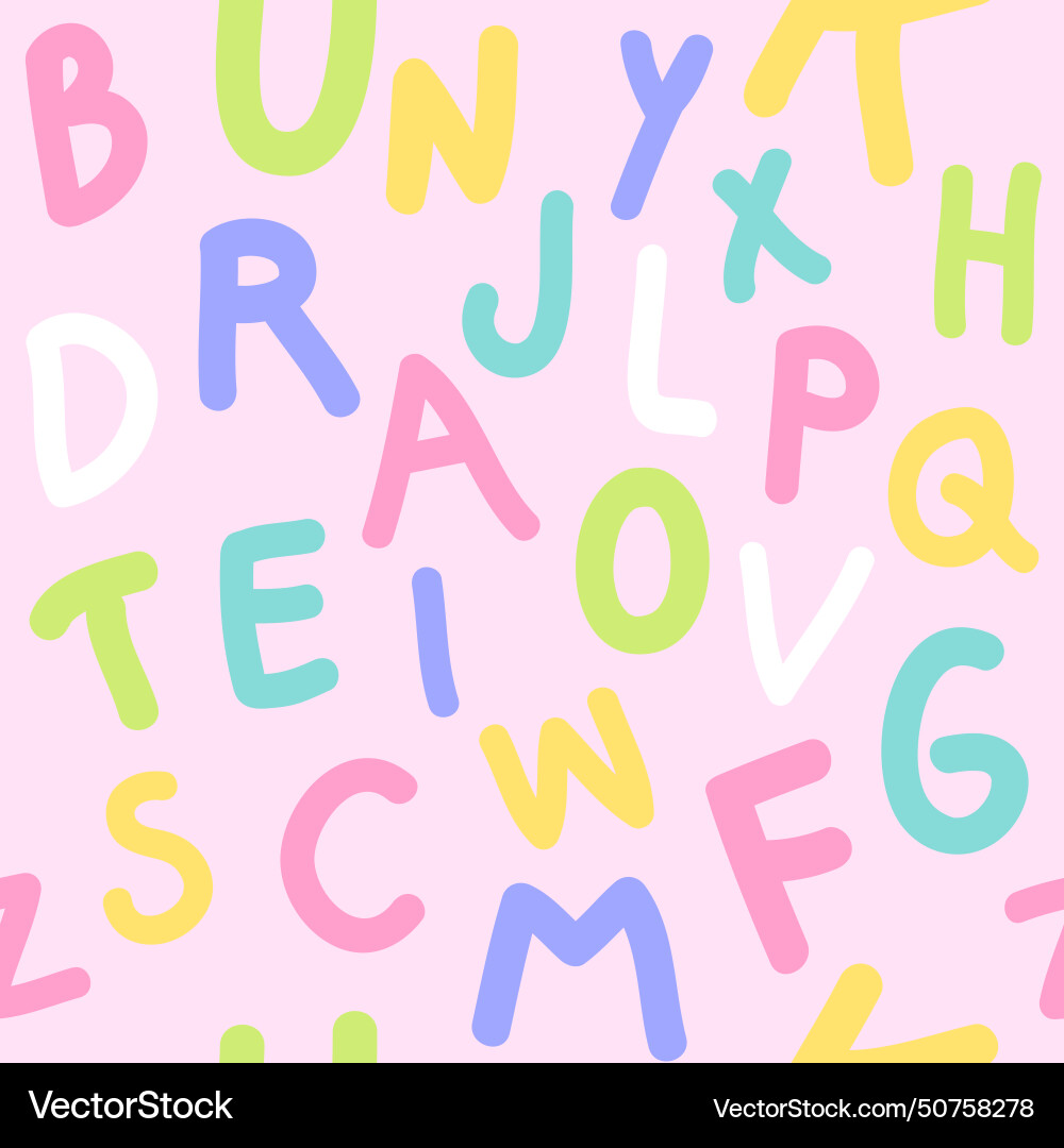 Seamless letters colorful pattern pink background Vector Image
