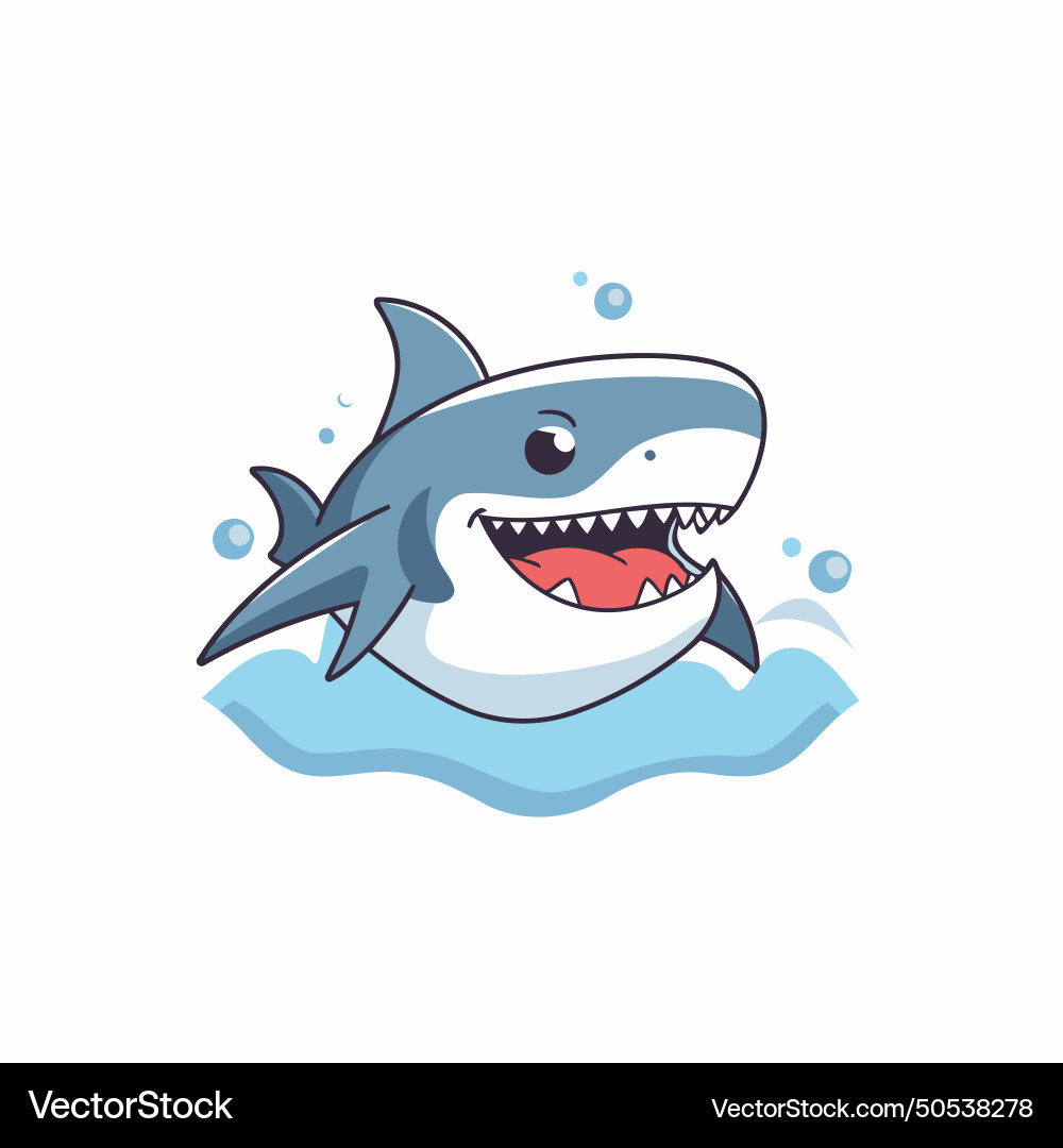 Shark cartoon character isolated on white Vector Image