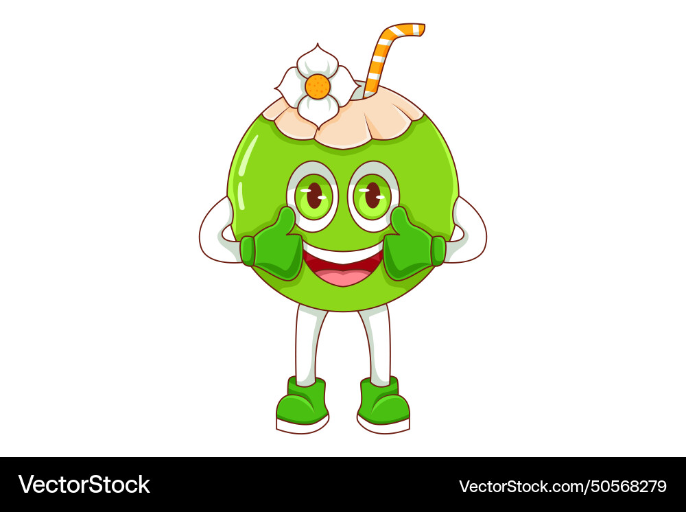 Cute coconut character design Royalty Free Vector Image