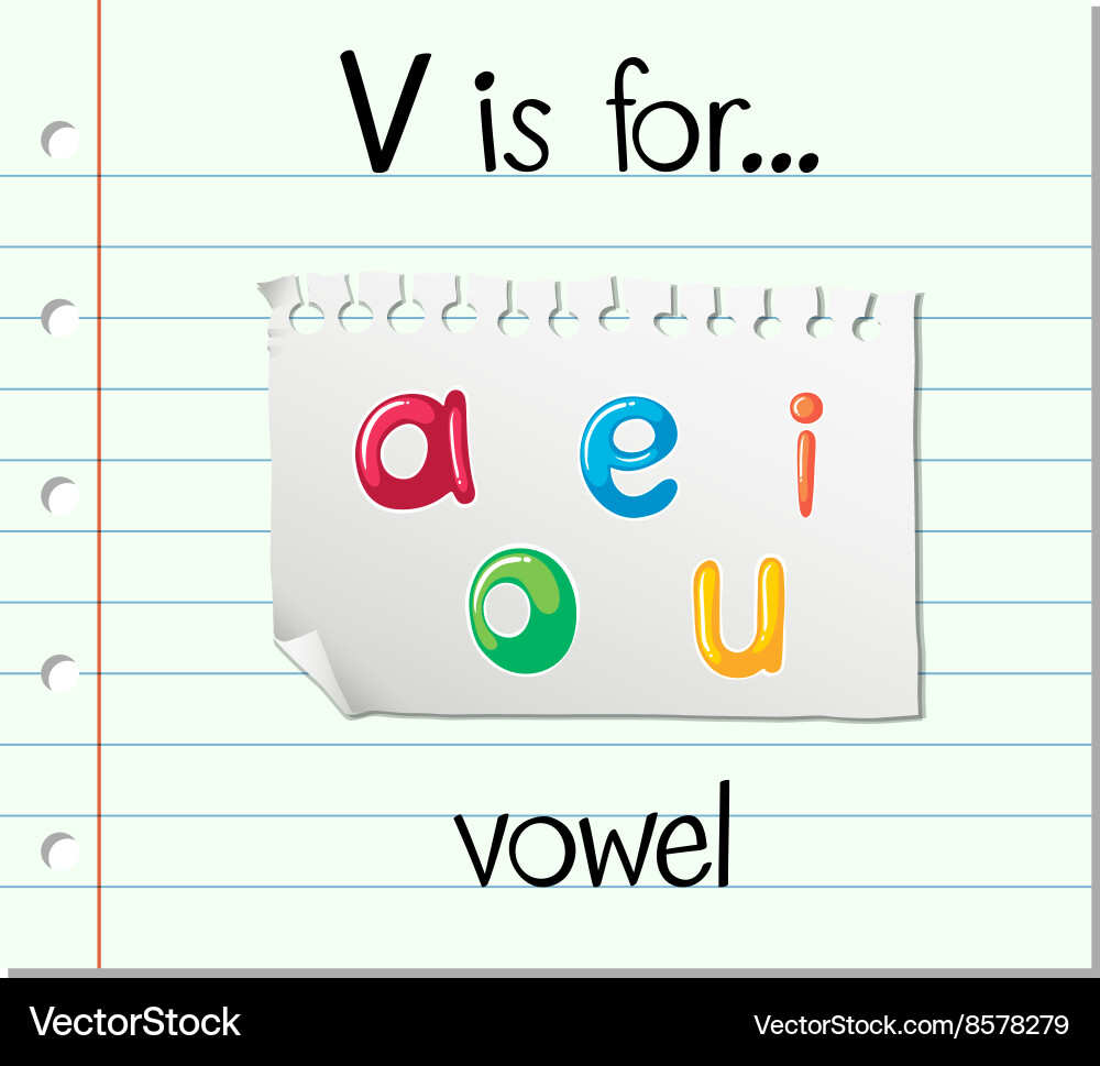 Flashcard letter v is for vowel Royalty Free Vector Image