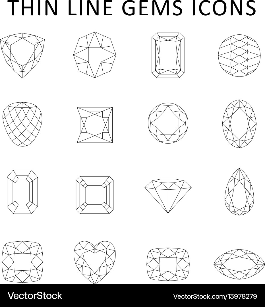 Gem cut set Royalty Free Vector Image - VectorStock