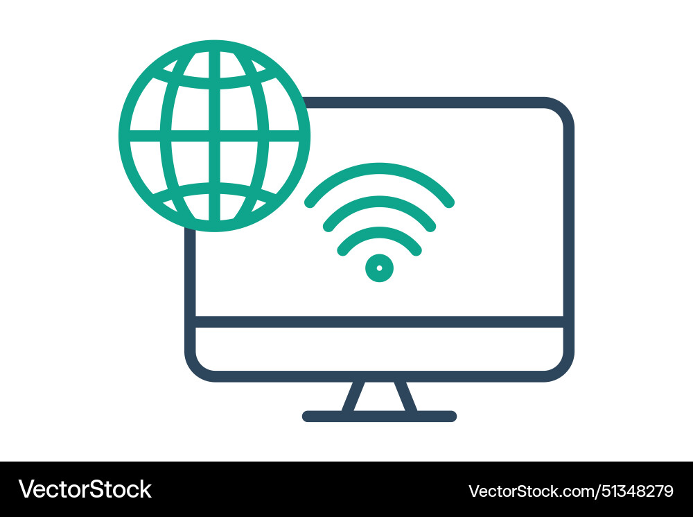 Information technology icon computer with earth Vector Image