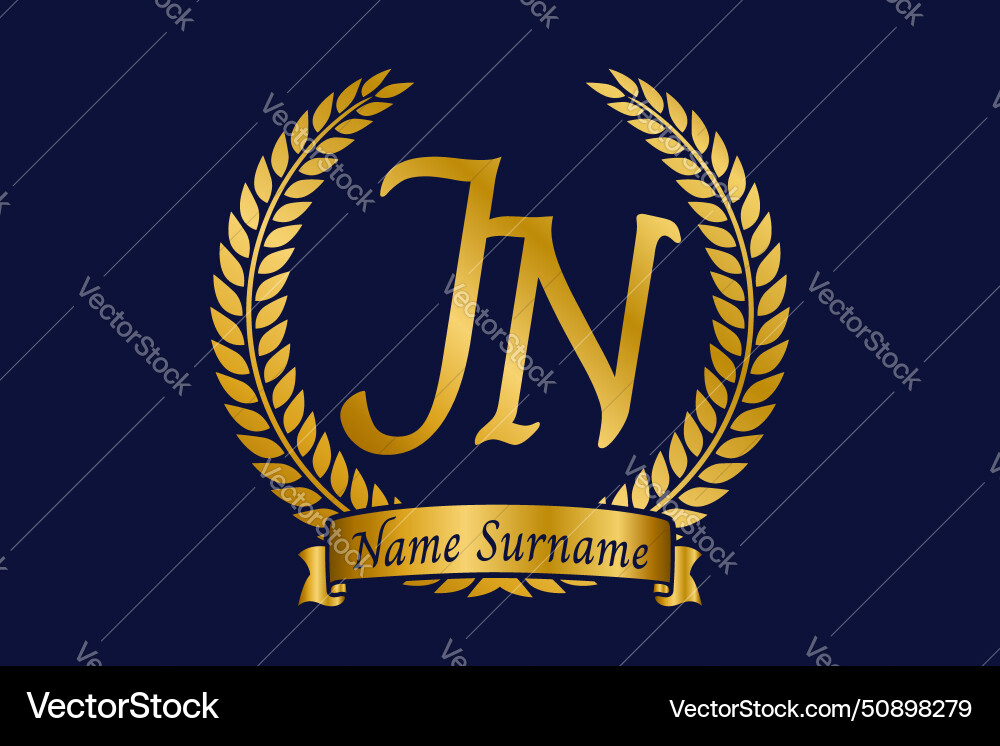 Initial letter j and n jn monogram logo design Vector Image