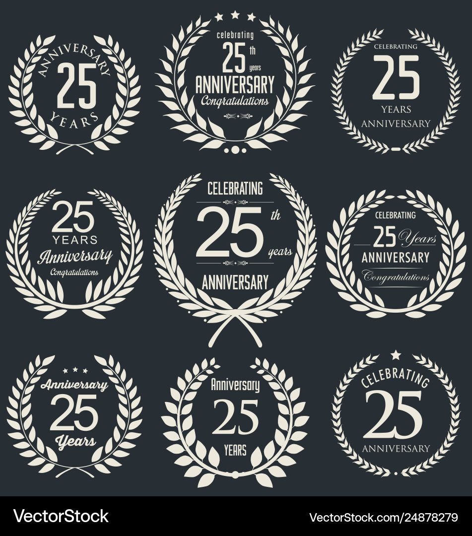 Laurel wreath 25 years collection 2 Royalty Free Vector