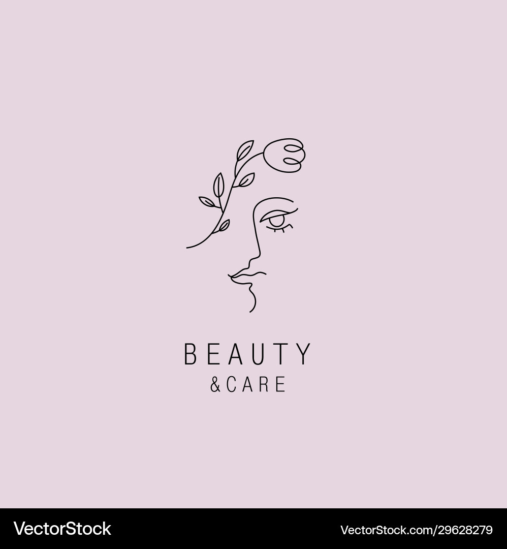 Linear beauty cosmetics logo design Royalty Free Vector