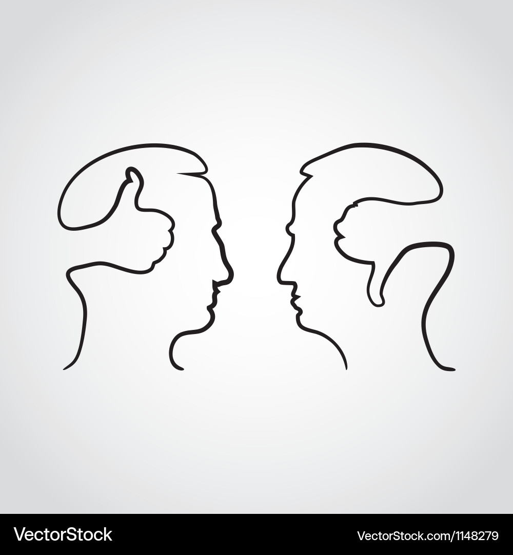 Mans head with thumbs up Royalty Free Vector Image