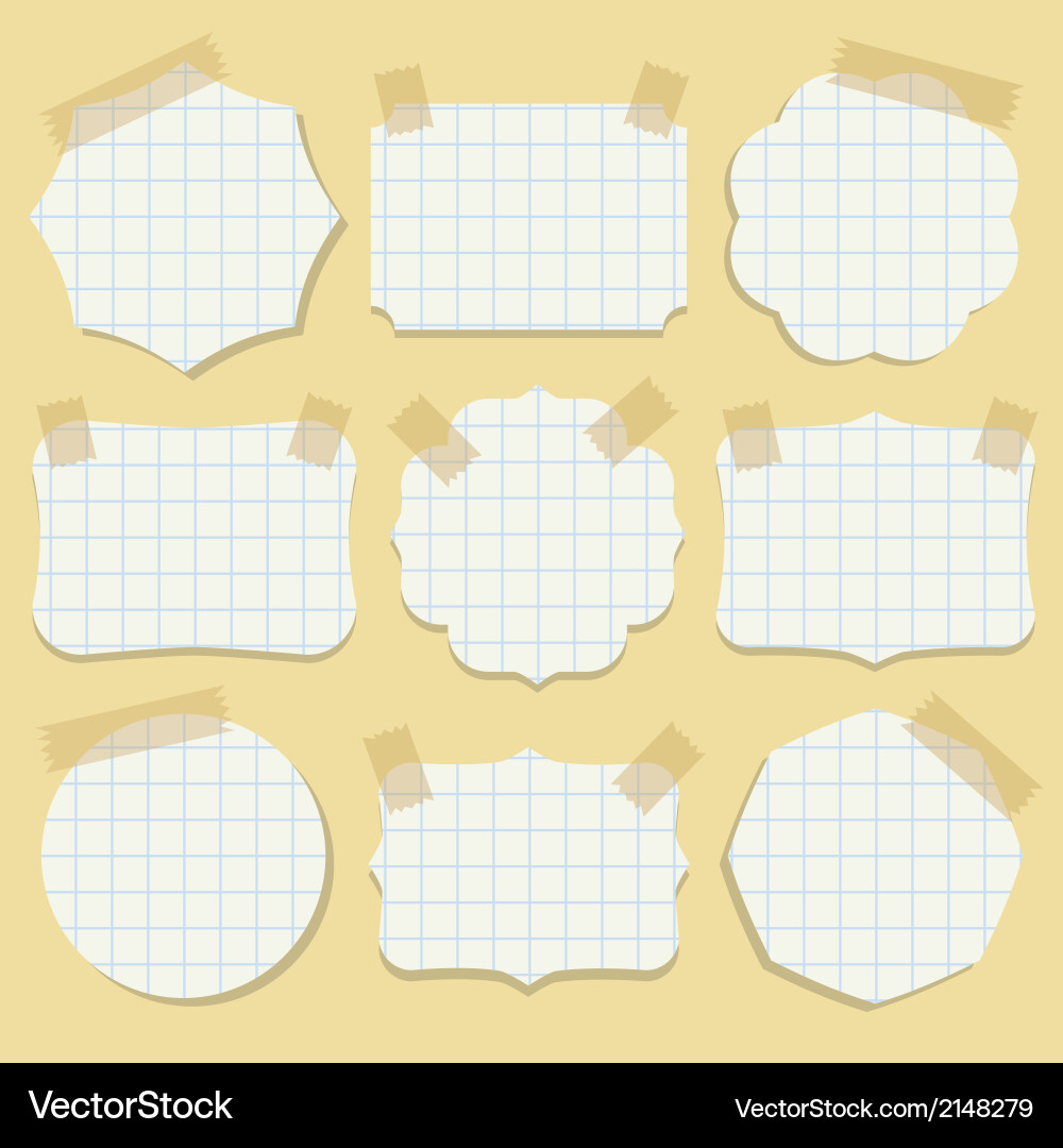 Note paper shapes with tape Royalty Free Vector Image