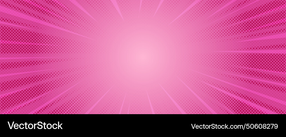 Pink comic background cartoon pop art burst rays Vector Image