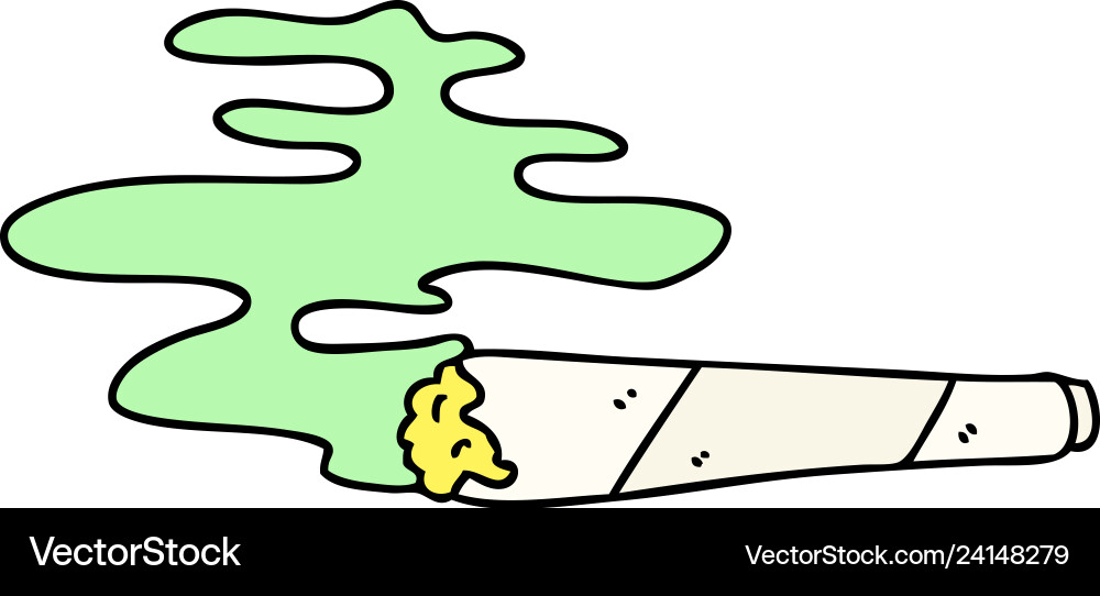 Quirky hand drawn cartoon lit joint Royalty Free Vector