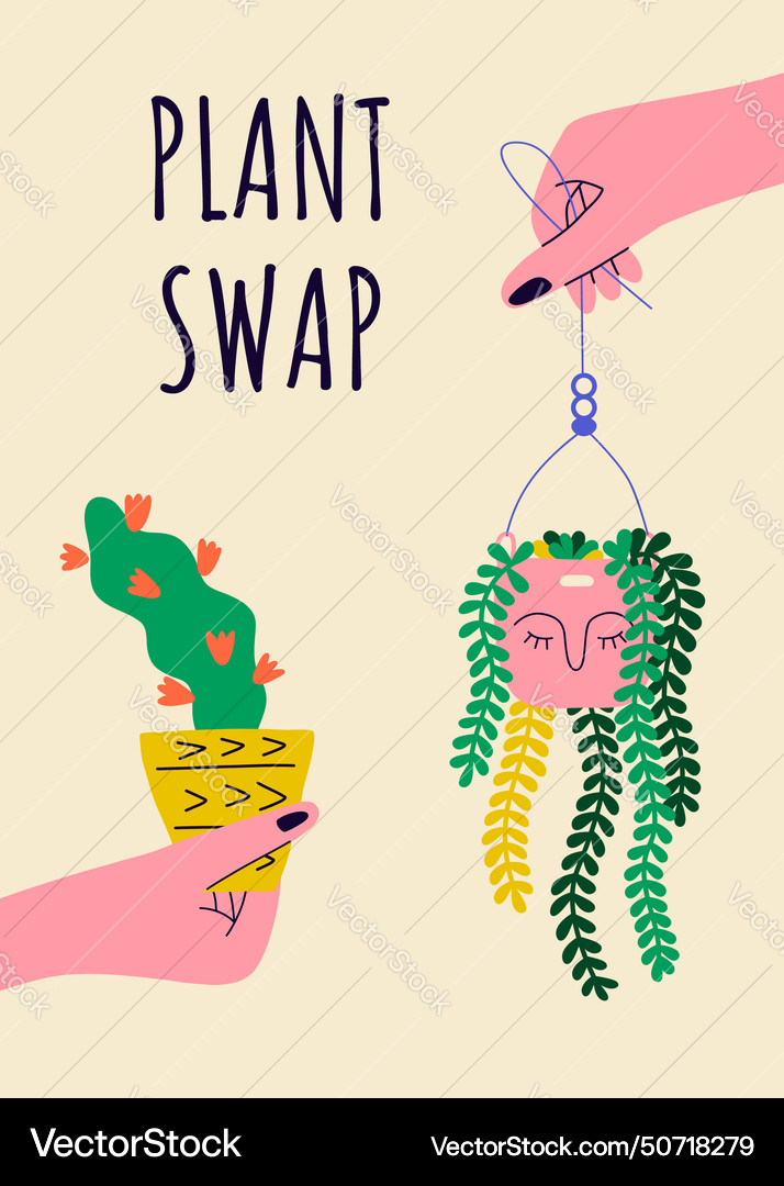 Spring plant swap poster template eco friendly Vector Image