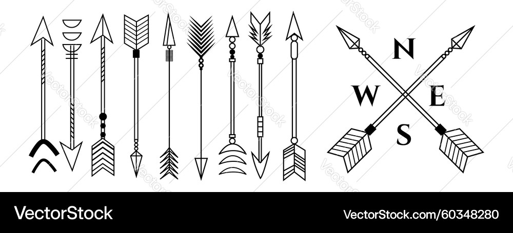Bohemian Tribal Arrows & Compass – Royalty-Free Vector | VectorStock