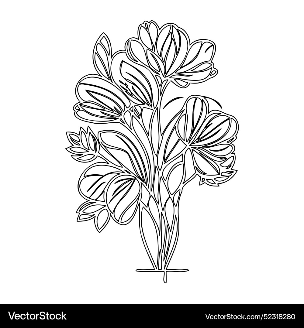 Bouquet flower outline sketch Royalty Free Vector Image