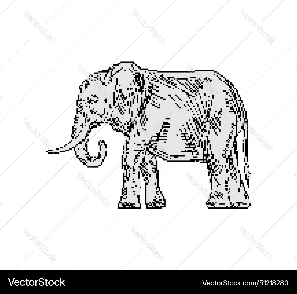 Elephant pixel art 8bit animal 8 bit old video Vector Image