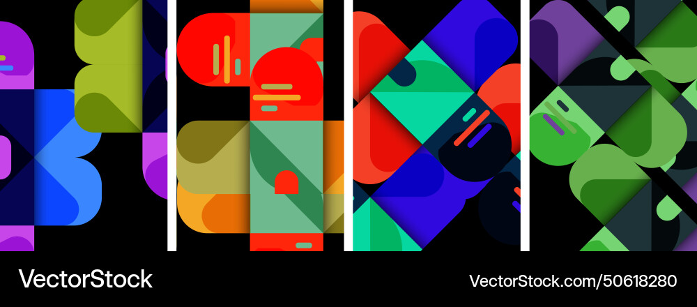 Geometric colorful poster backgrounds with squares