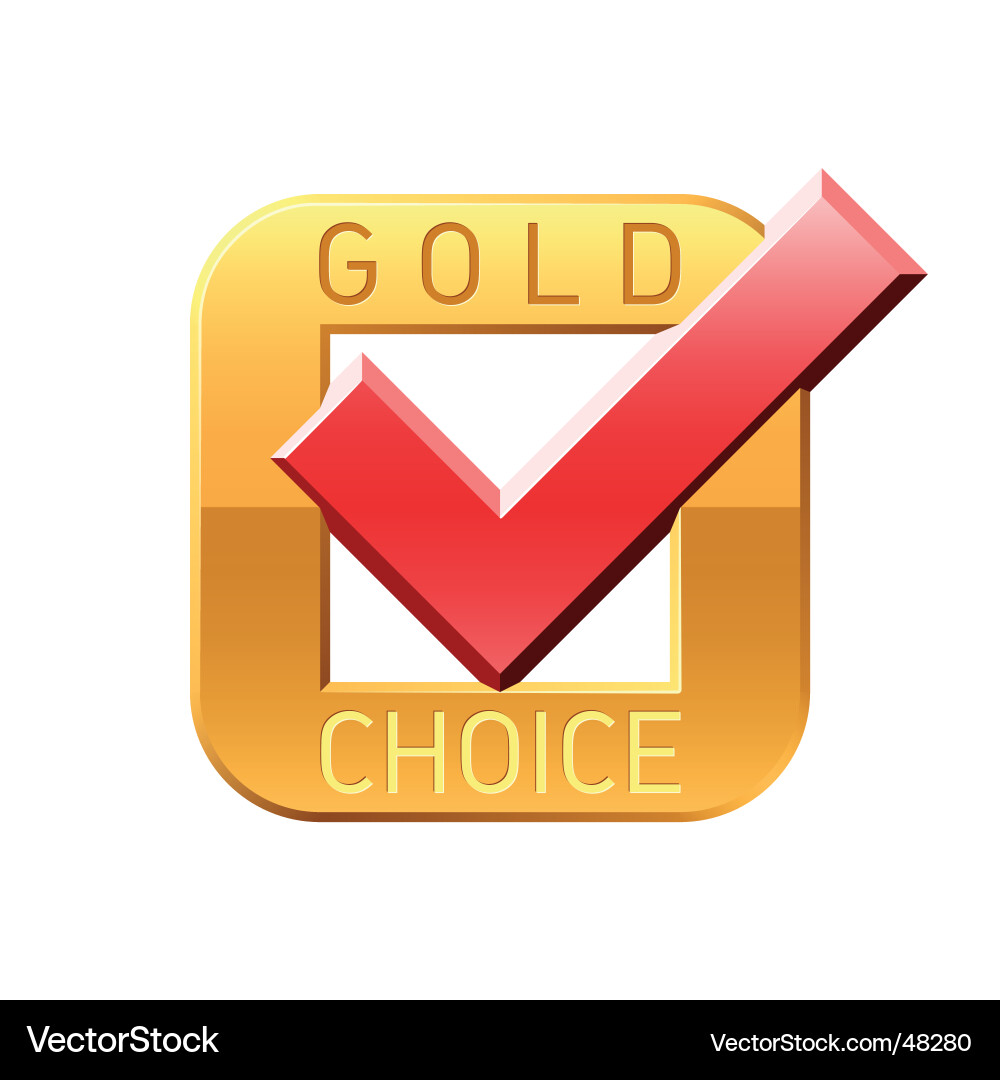 Gold Checkmark Award Symbol Royalty Free Vector Image