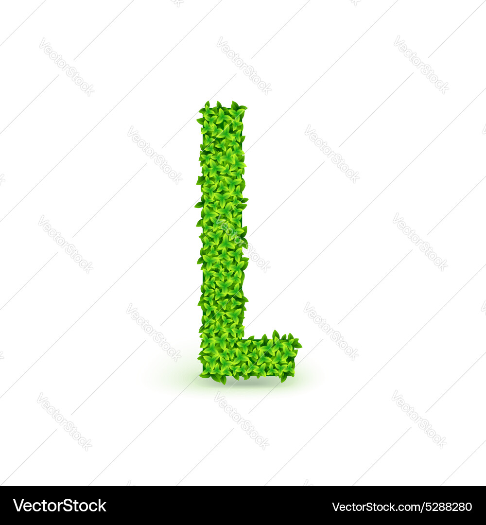 Green Letter L Font with Leaves Royalty Free Vector Image