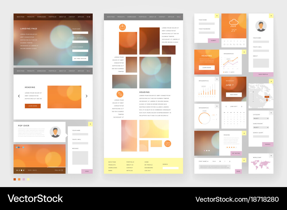 Modern Website Interface Template Royalty Free Vector Image