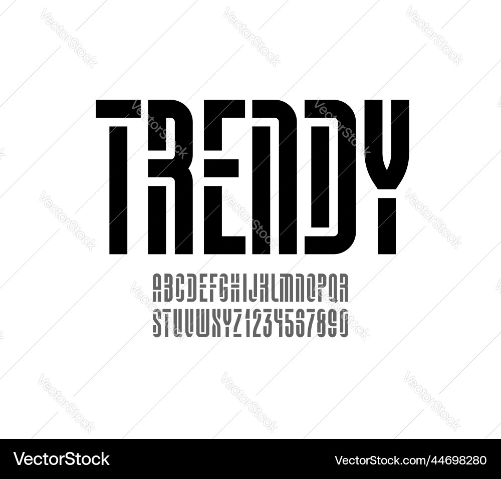 Narrow font stencil condensed alphabet Royalty Free Vector