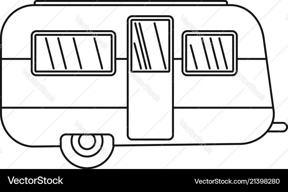Retro travel trailer icon outline style Royalty Free Vector