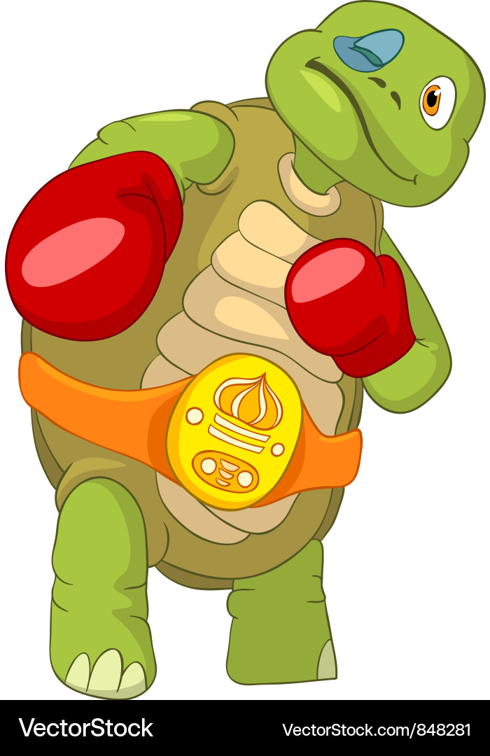 Cute Boxer Turtle Cartoon Royalty Free Vector Image