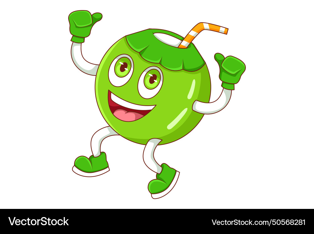 Cute coconut character design Royalty Free Vector Image