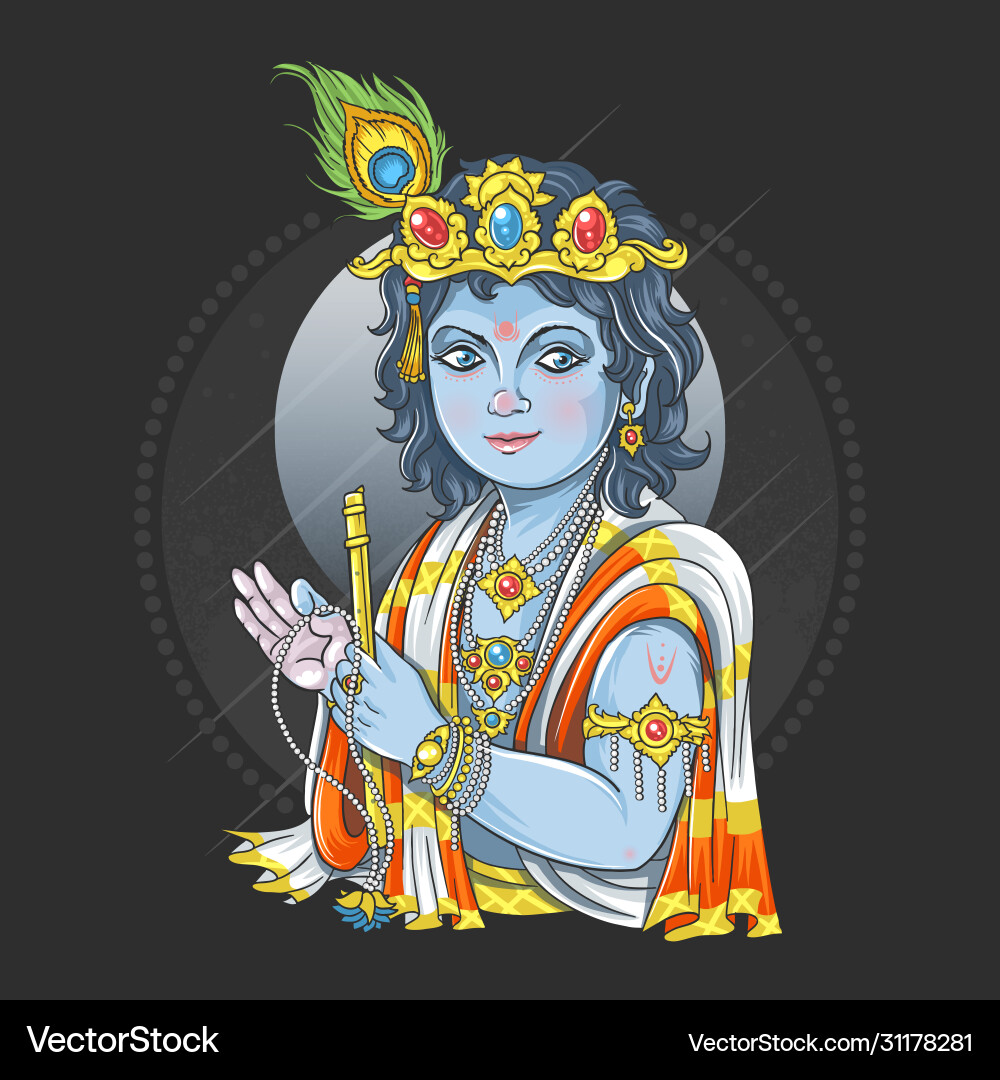 Krishna vishnu god avatar artwork Royalty Free Vector Image