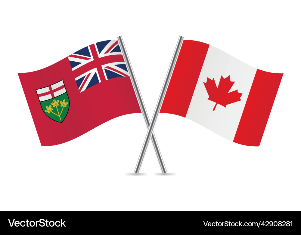 Ontario and canada crossed flags Royalty Free Vector Image