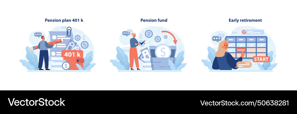 Retirement plans set Royalty Free Vector Image