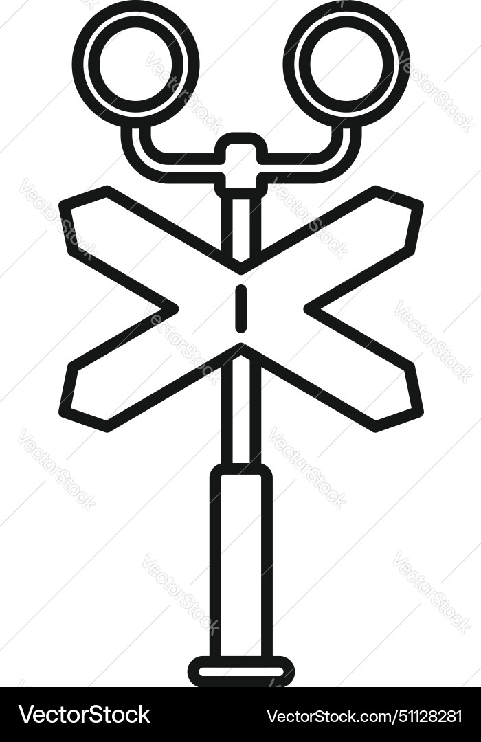 Traffic railroad light and sign icon outline Vector Image