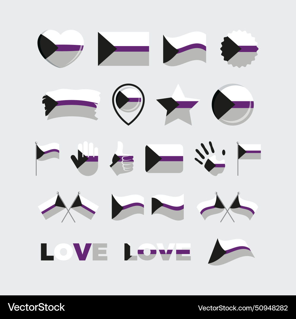 Demisexual pride flag and symbols many icon set Vector Image