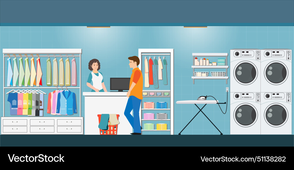 Dry Cleaning Laundry Room Royalty Free Vector Image