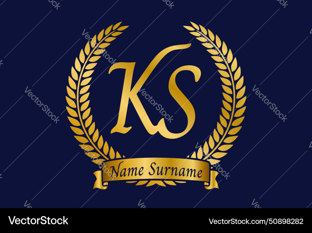 Initial letter k and s ks monogram logo design Vector Image