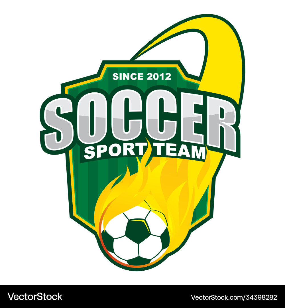 Soccer fire ball team logo design Royalty Free Vector Image