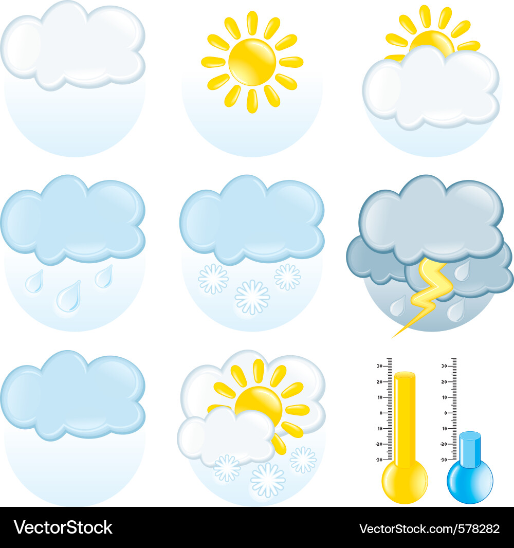 Weather forecast icons set Royalty Free Vector Image