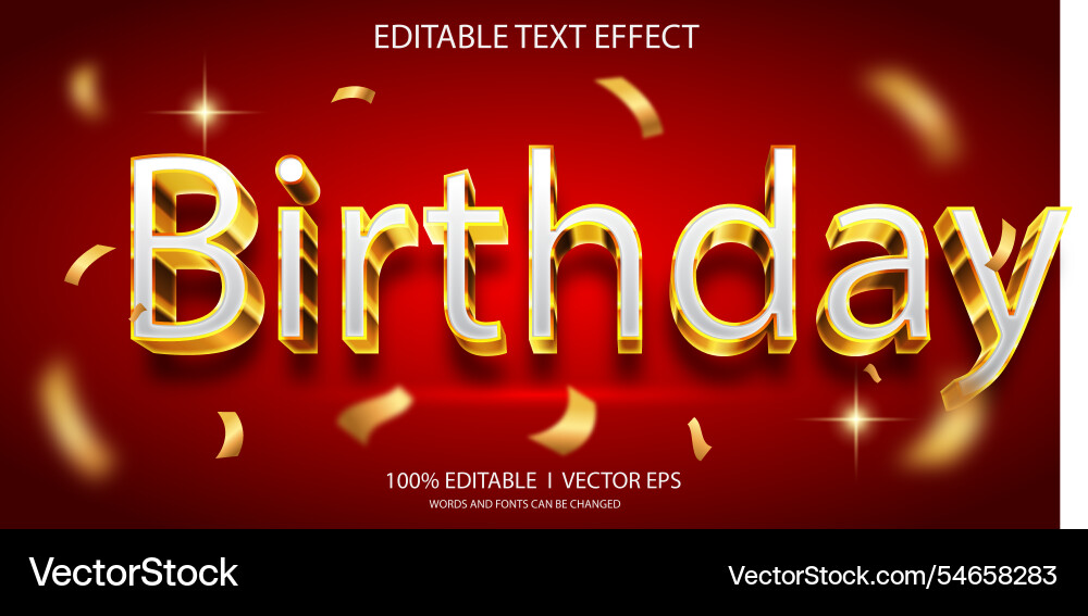Birthday 3d text effect with modern style design Vector Image