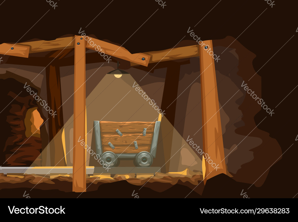 Cartoon miner wagon side view Royalty Free Vector Image