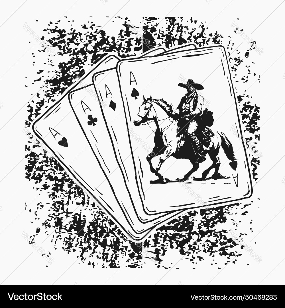 Cowboy playing cards western Royalty Free Vector Image