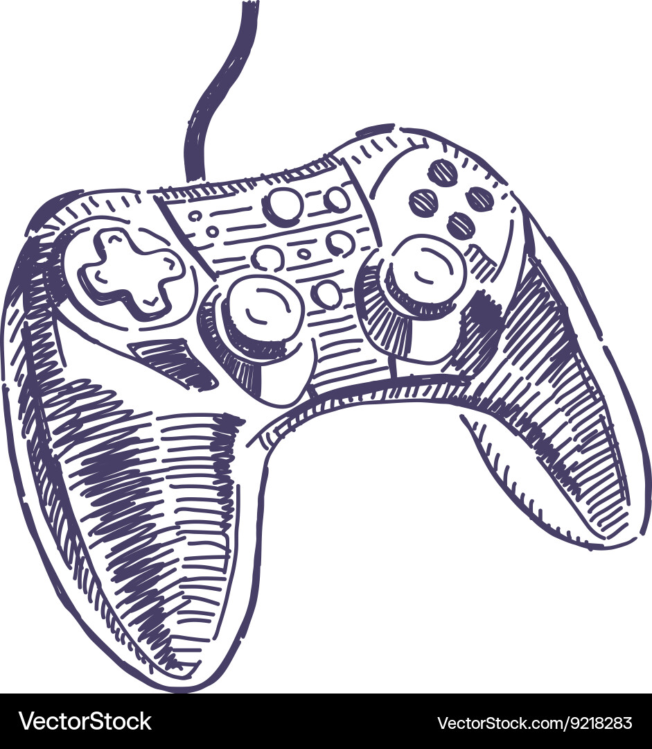Gamepad drawing Royalty Free Vector Image - VectorStock
