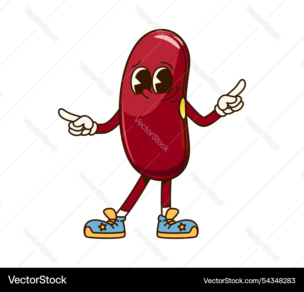 Groovy bean vegetable with big expressive eyes Vector Image