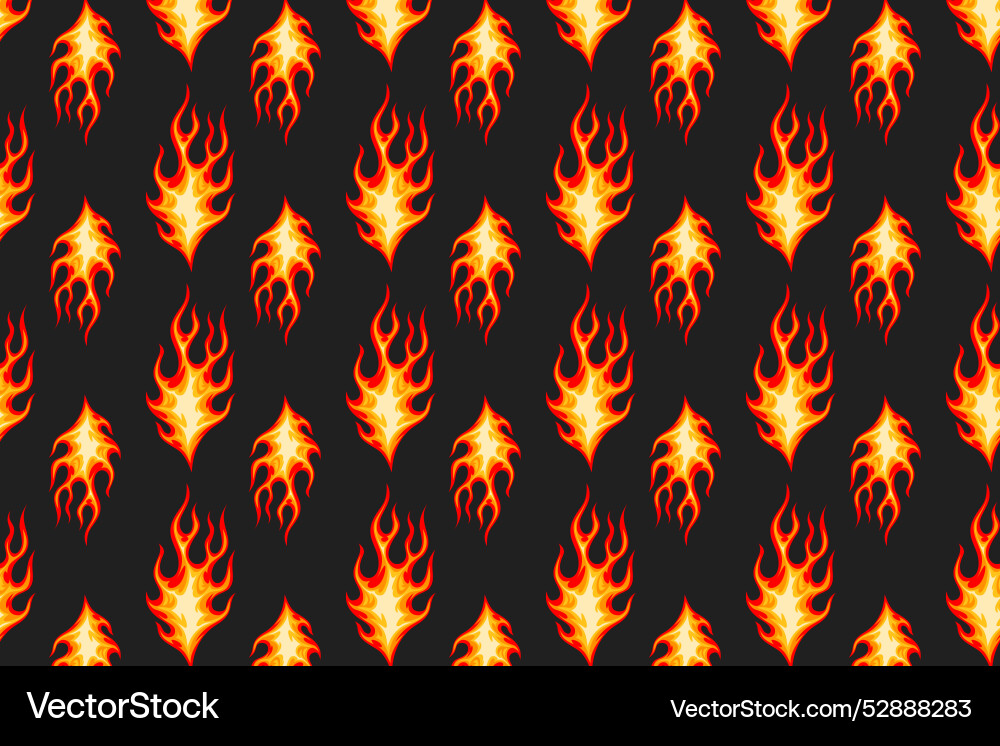 Groovy fire flaming burn flame seamless pattern Vector Image