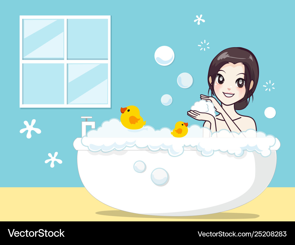 Happy Girl Bathing Royalty Free Vector Image - VectorStock