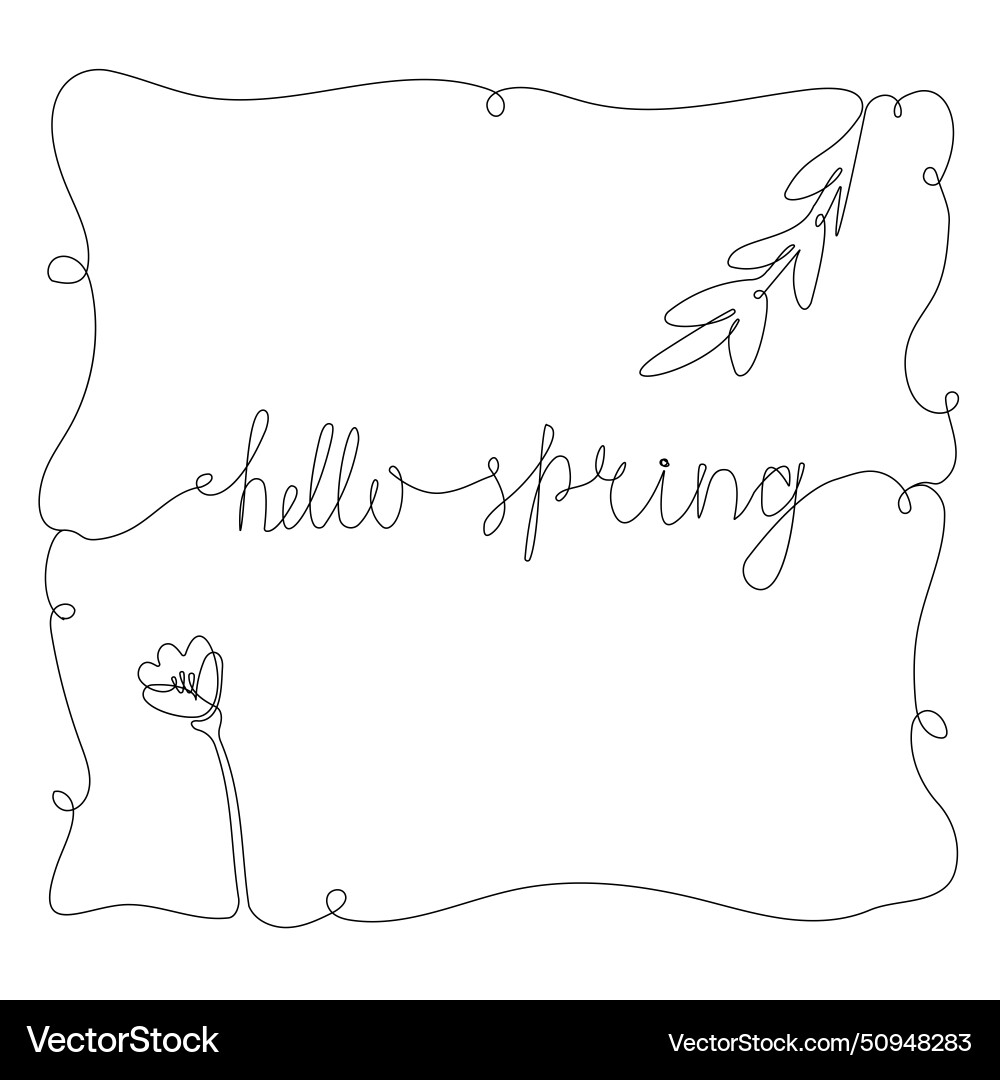 One line drawing typography quote hello spring Vector Image