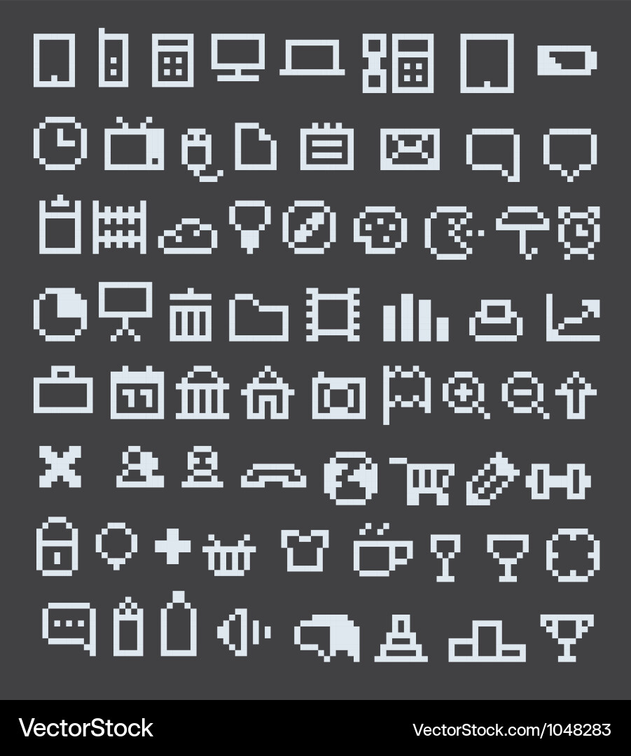 Pixel icons Royalty Free Vector Image - VectorStock