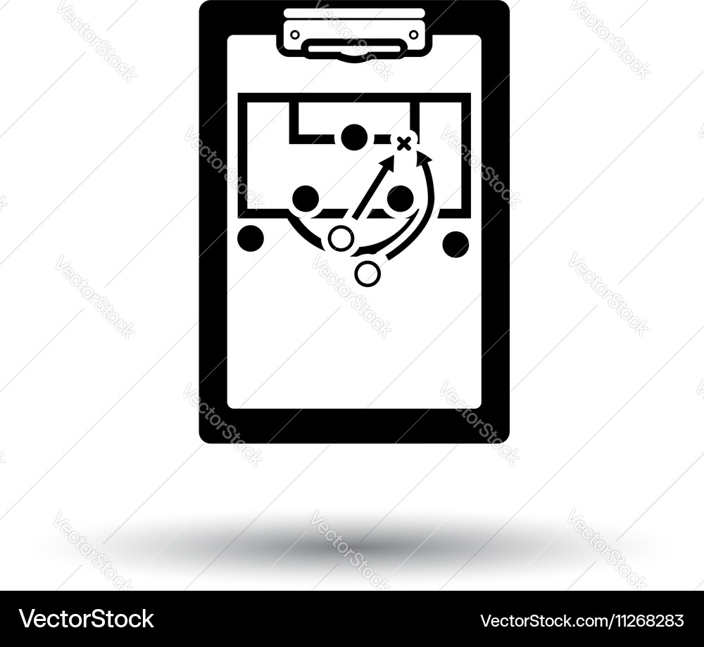 Soccer coach tablet with scheme of game icon Vector Image