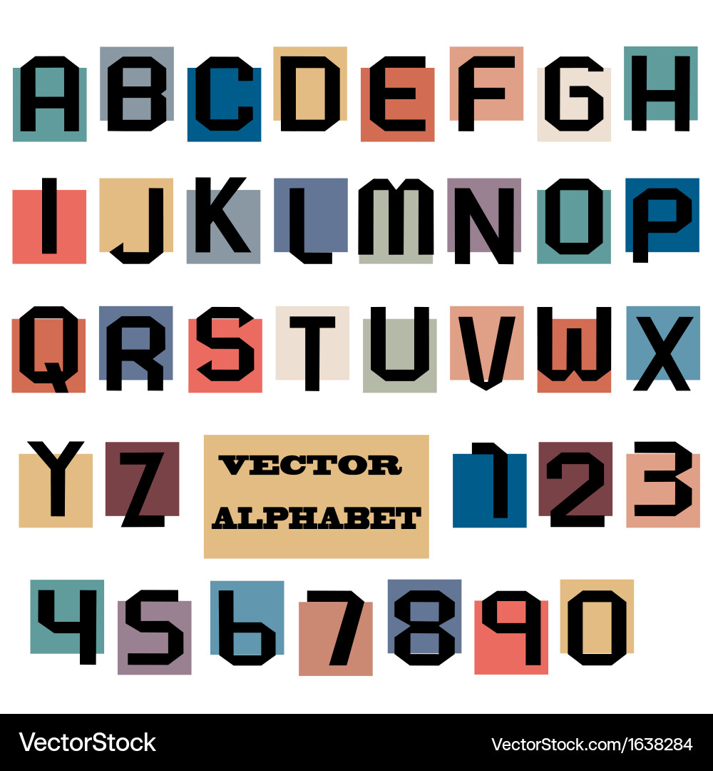 Alphabet letters and numbers Royalty Free Vector Image