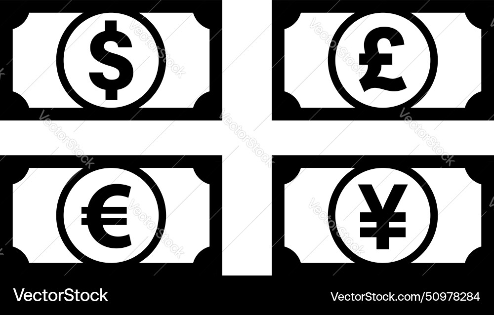 Bank notes simple x4 03 Royalty Free Vector Image