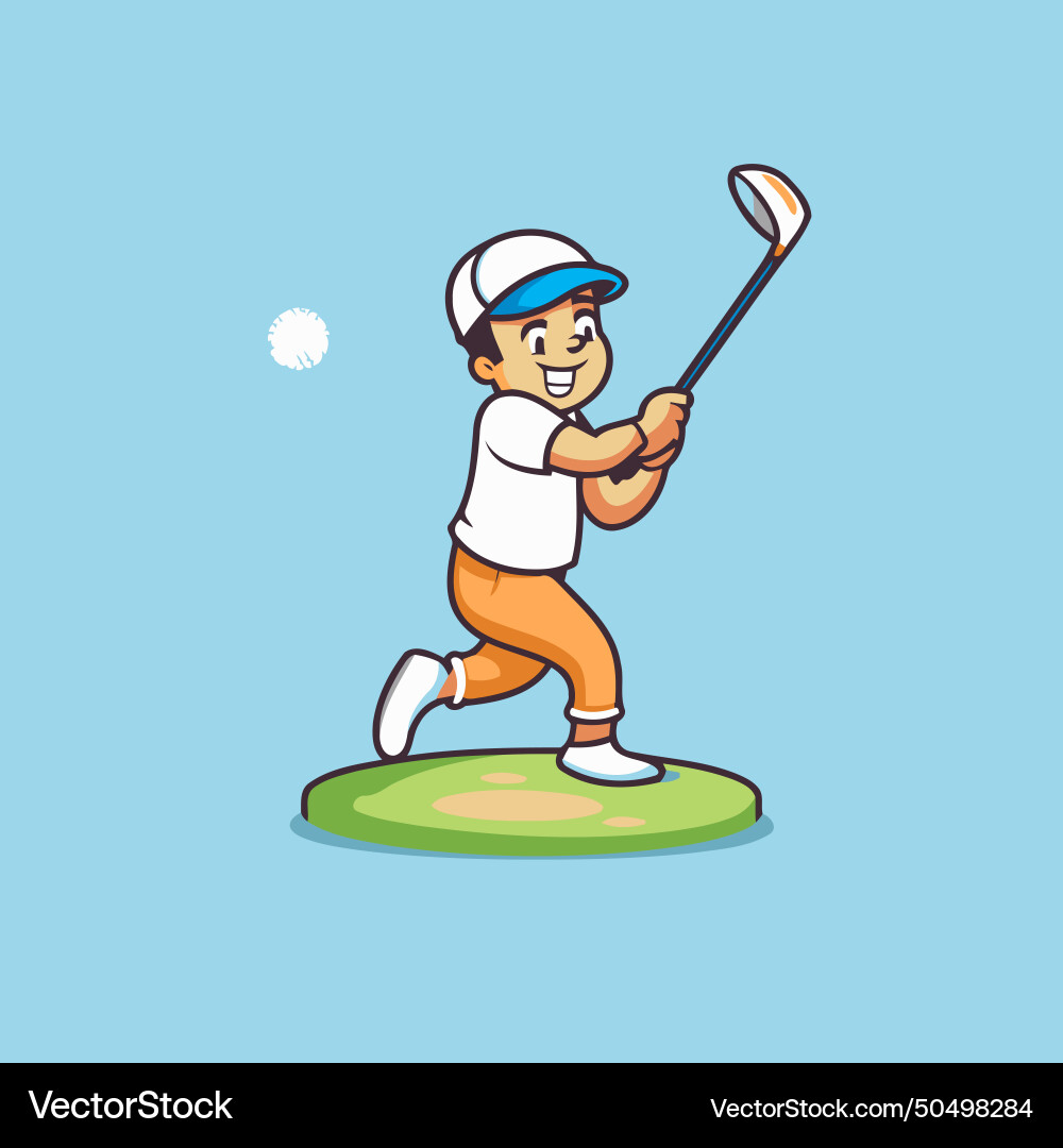 Cartoon golfer playing golf in style Royalty Free Vector