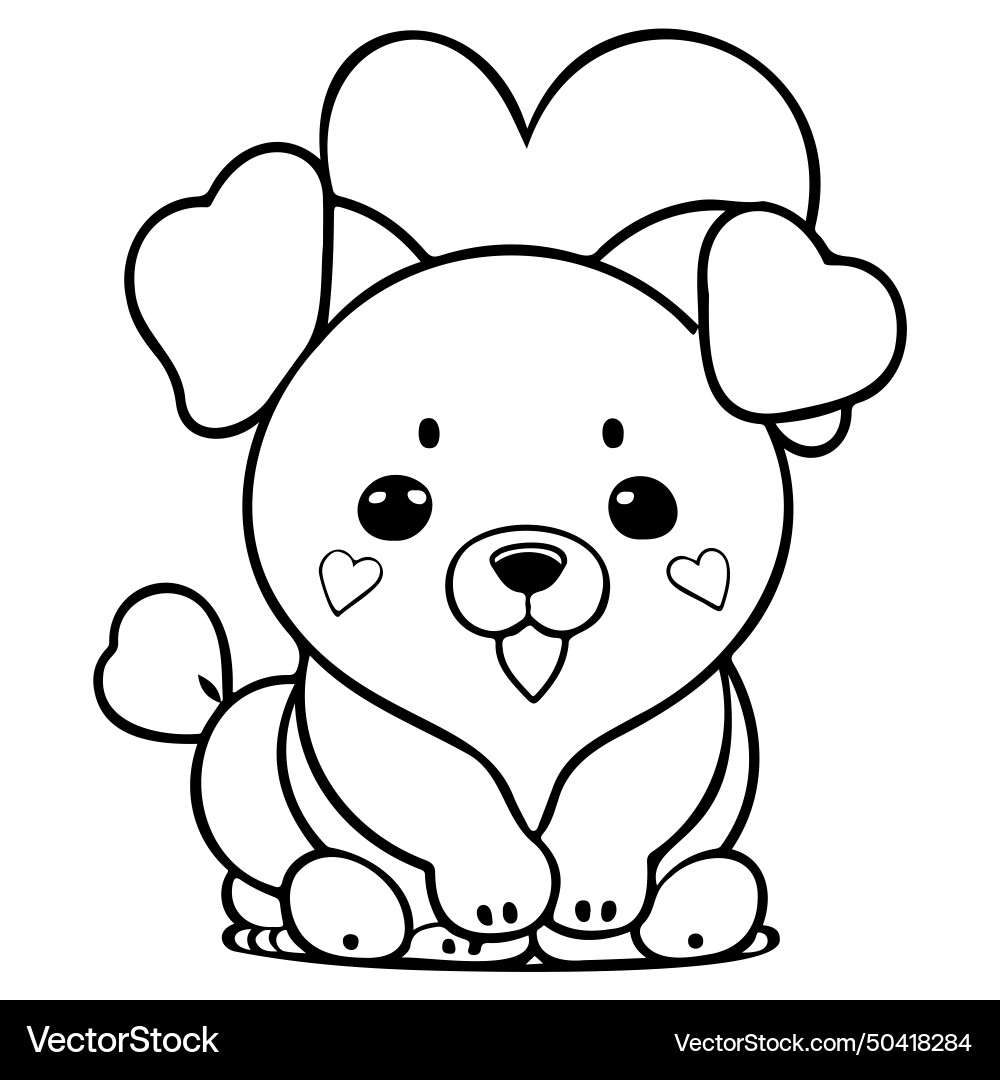 Happy valentines day puppy dog love sketch hand Vector Image