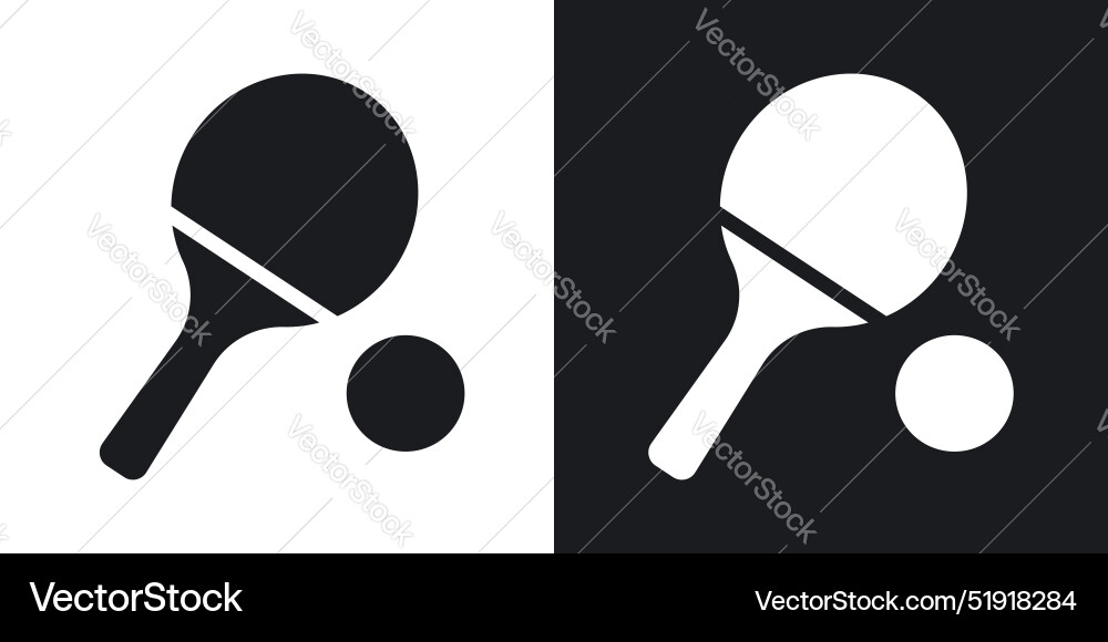 Ping pong icon set in solid black and white color Vector Image